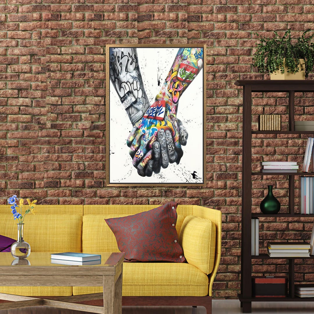 Lover Hands Graffiti, Graffiti Hands Art, Couple Gift Canvas, Street ...