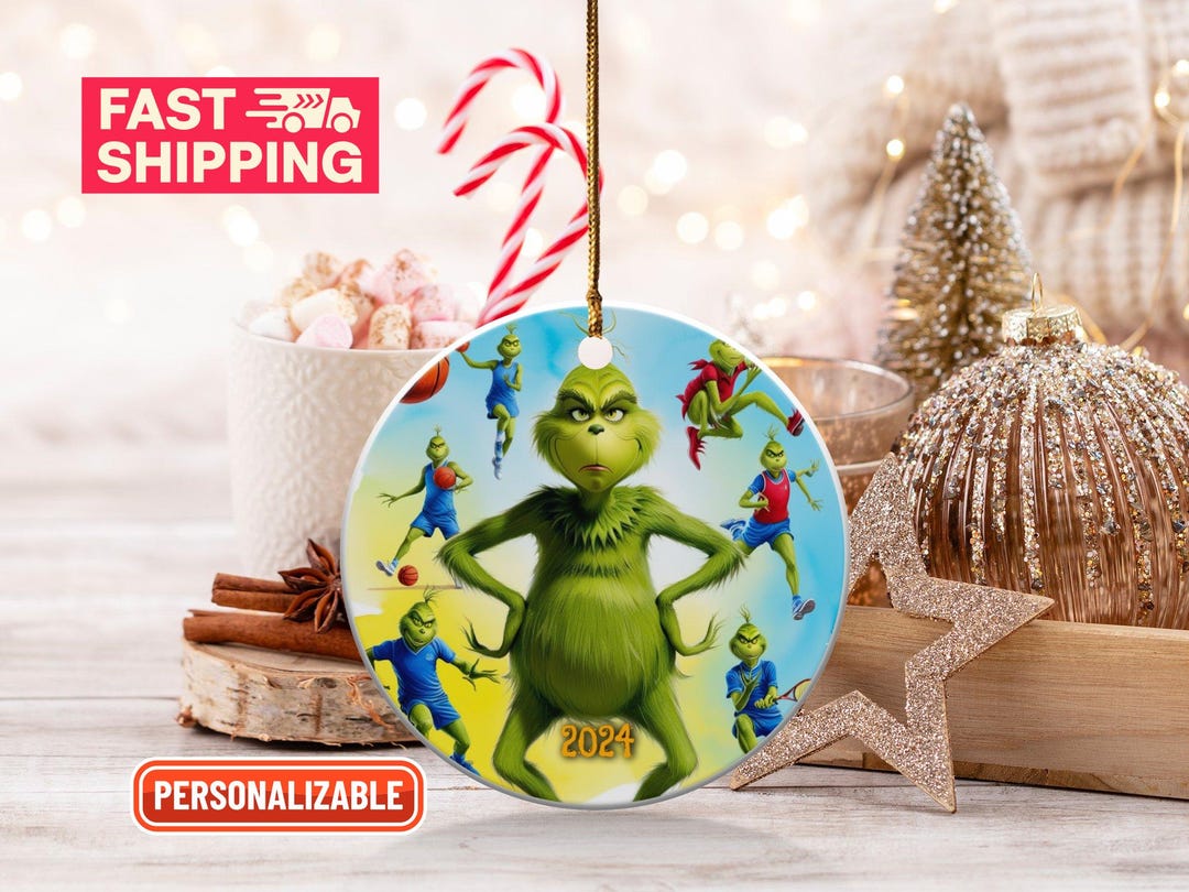 Grinch Sports Edition Ornament 2024 Basketball Soccer Running Unique ...