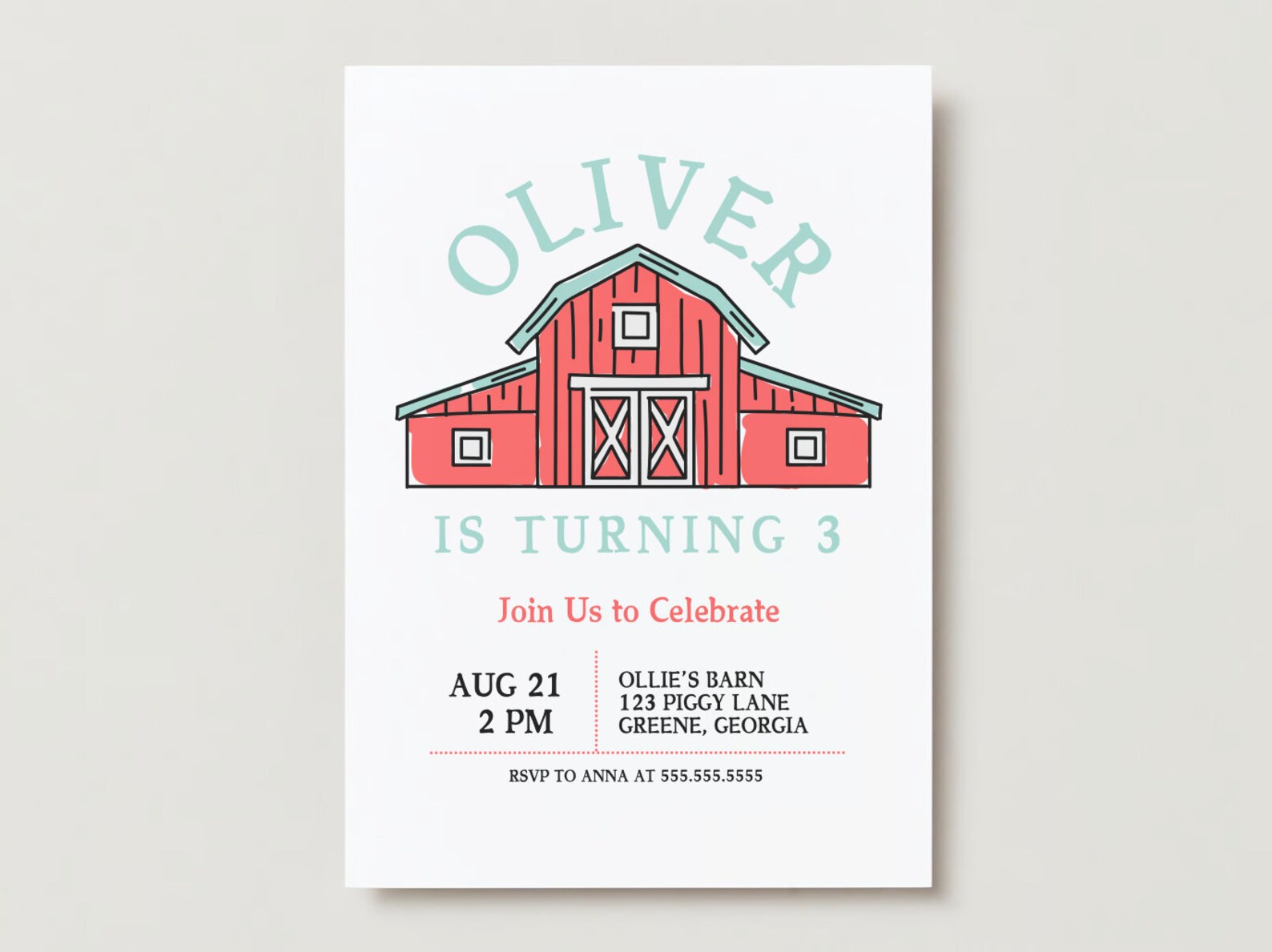 Red Barn Birthday Invitation - Farm Party Invitation - Editable ...