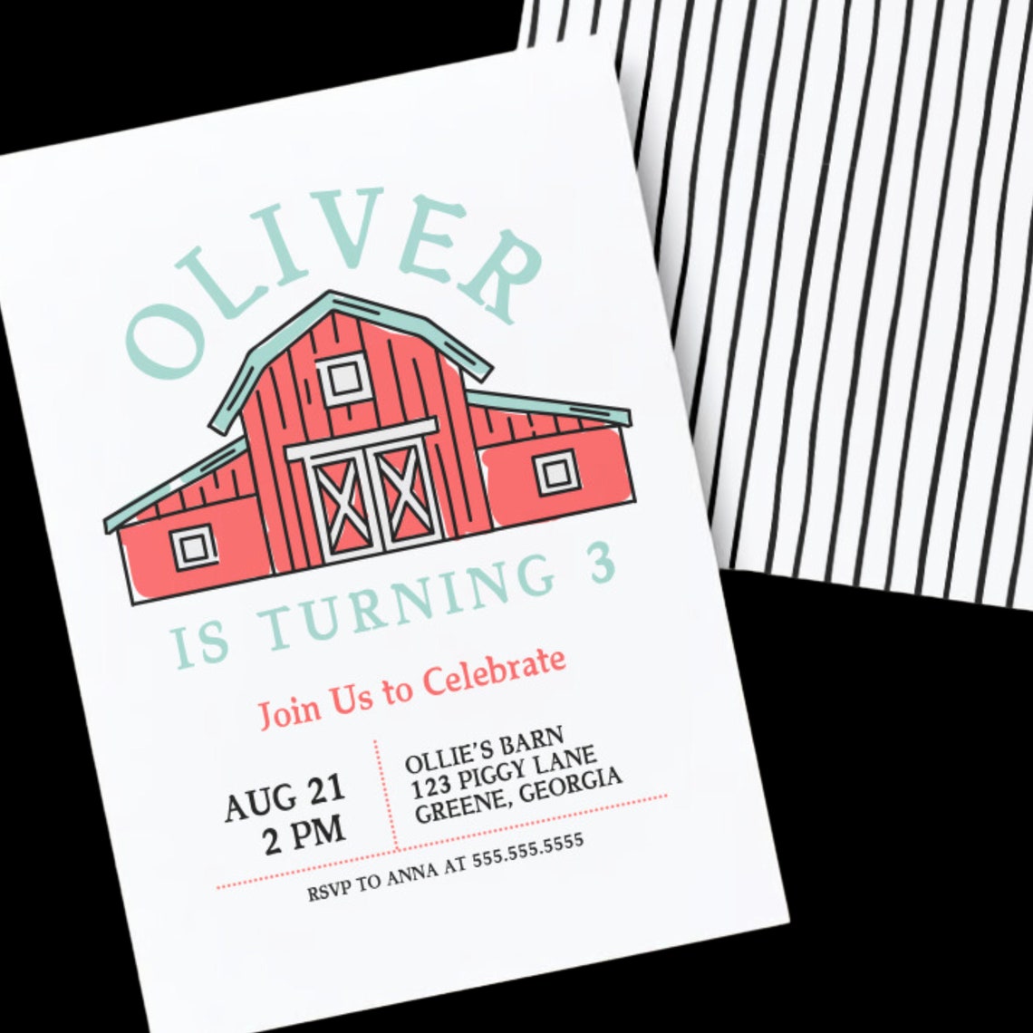Red Barn Birthday Invitation - Farm Party Invitation - Editable ...