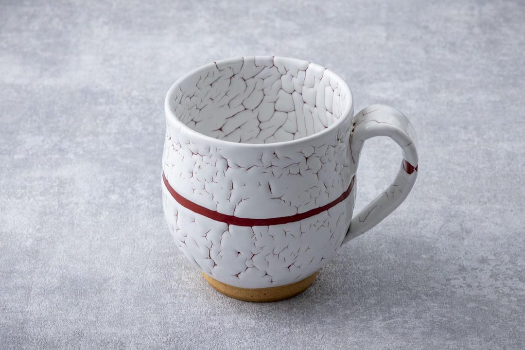 Japanese Ryuso Kairagi Cracked Glaze Mug, Handmade Japanese Ceramic ...