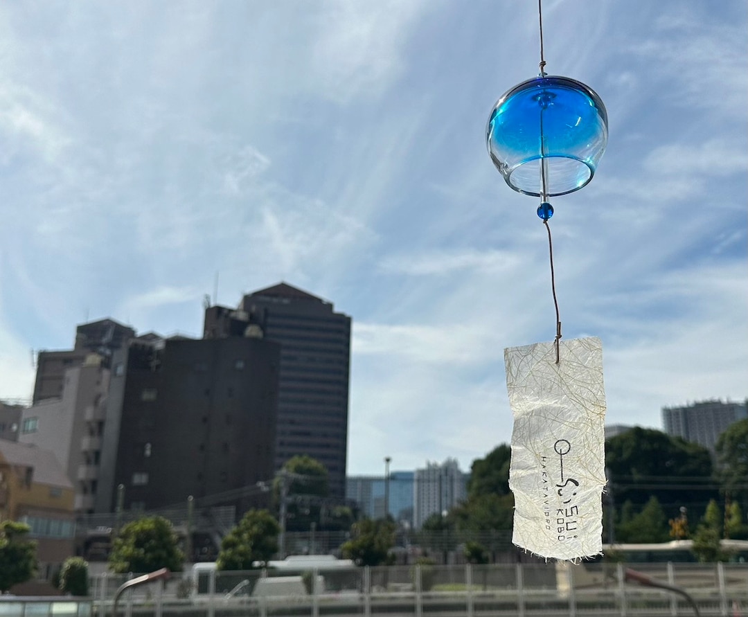 Japanese Handmade Glass Furin Wind Chime, Sora (sky) Design Glass Wind ...