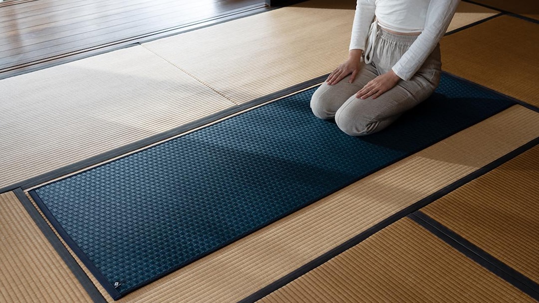 Japanese Tatami Yoga Mat 6mm - Aiiro (navy Blue) - Etsy
