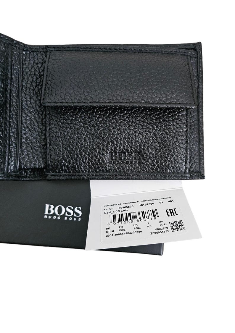 Genuine Leather Hugo Boss Black Coin Pocket Leather Wallet for Mens ...
