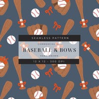 Retro Girly Baseball Pattern Pink Girl Baseball Seamless Trendy Sport ...