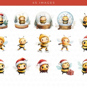 Christmas Bee Clipart, Watercolor Bee Clipart, Cute Bee Png, Cute ...