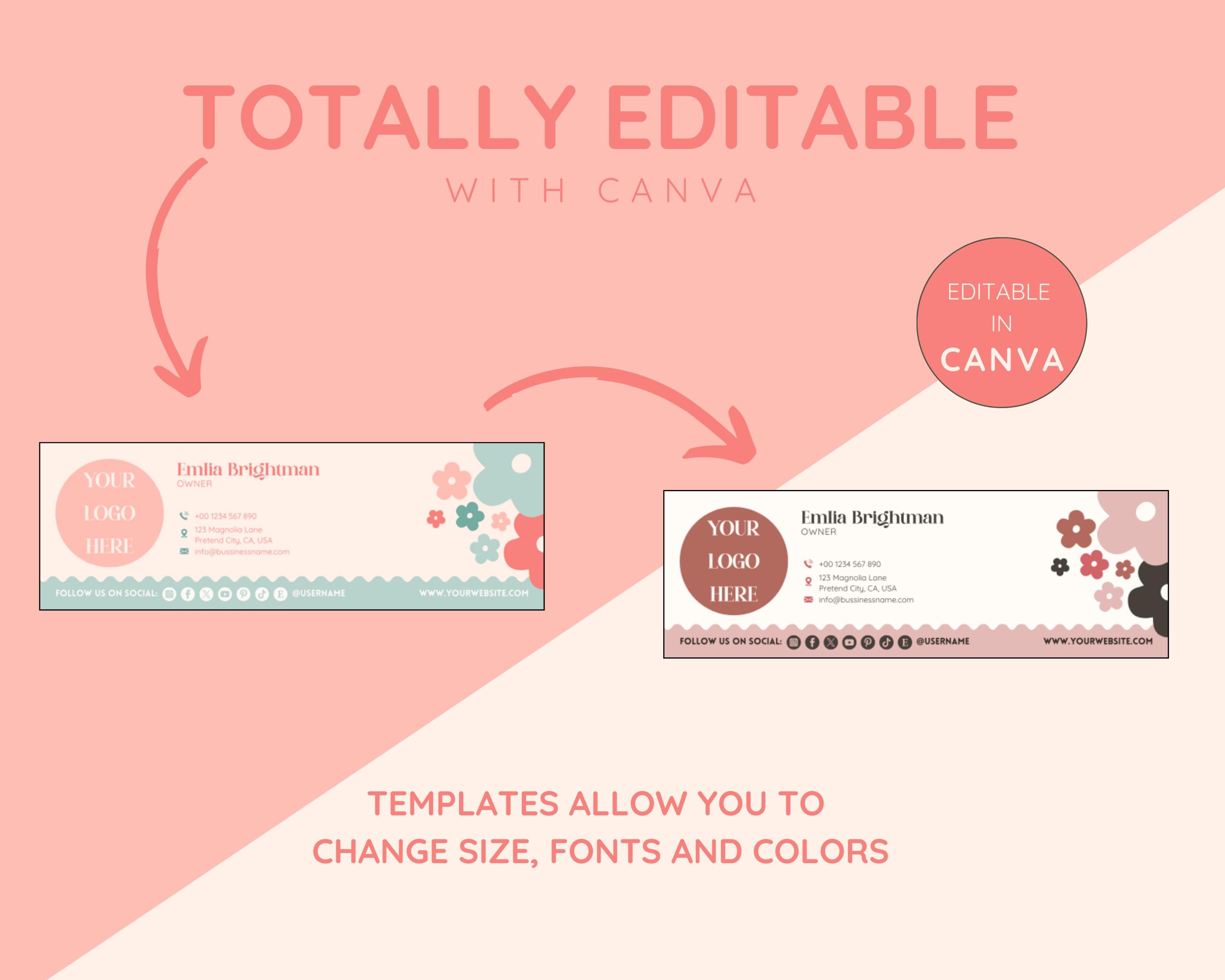 Editable Email Signature Templates: Colorful Floral Design (canva) - Etsy