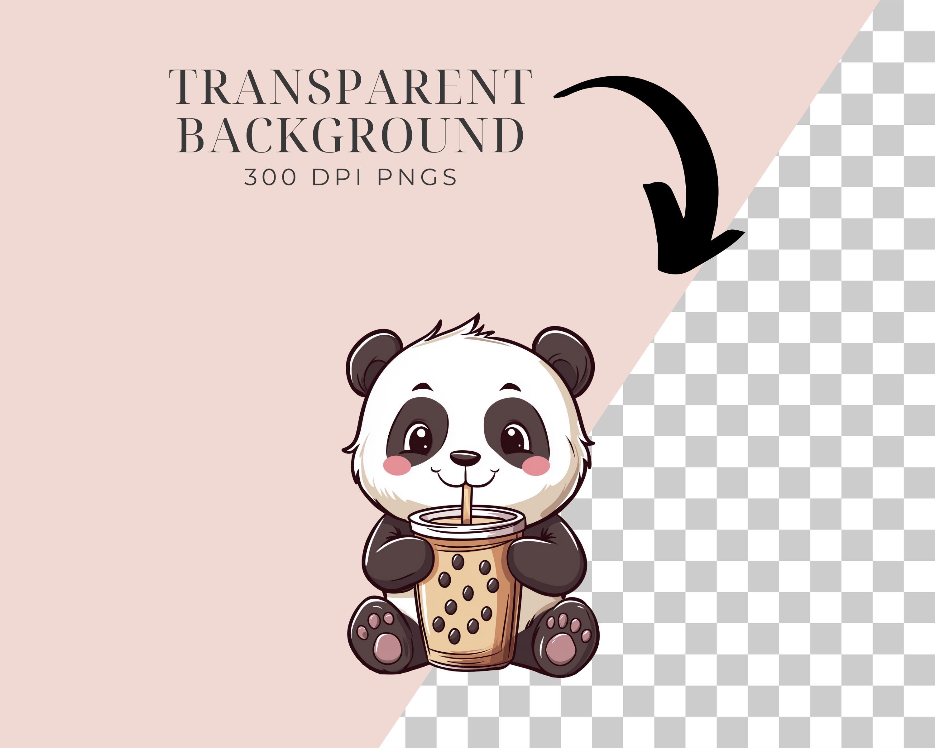 Watercolor Animal Boba Tea Clipart: Kawaii PNG Graphics (digital ...