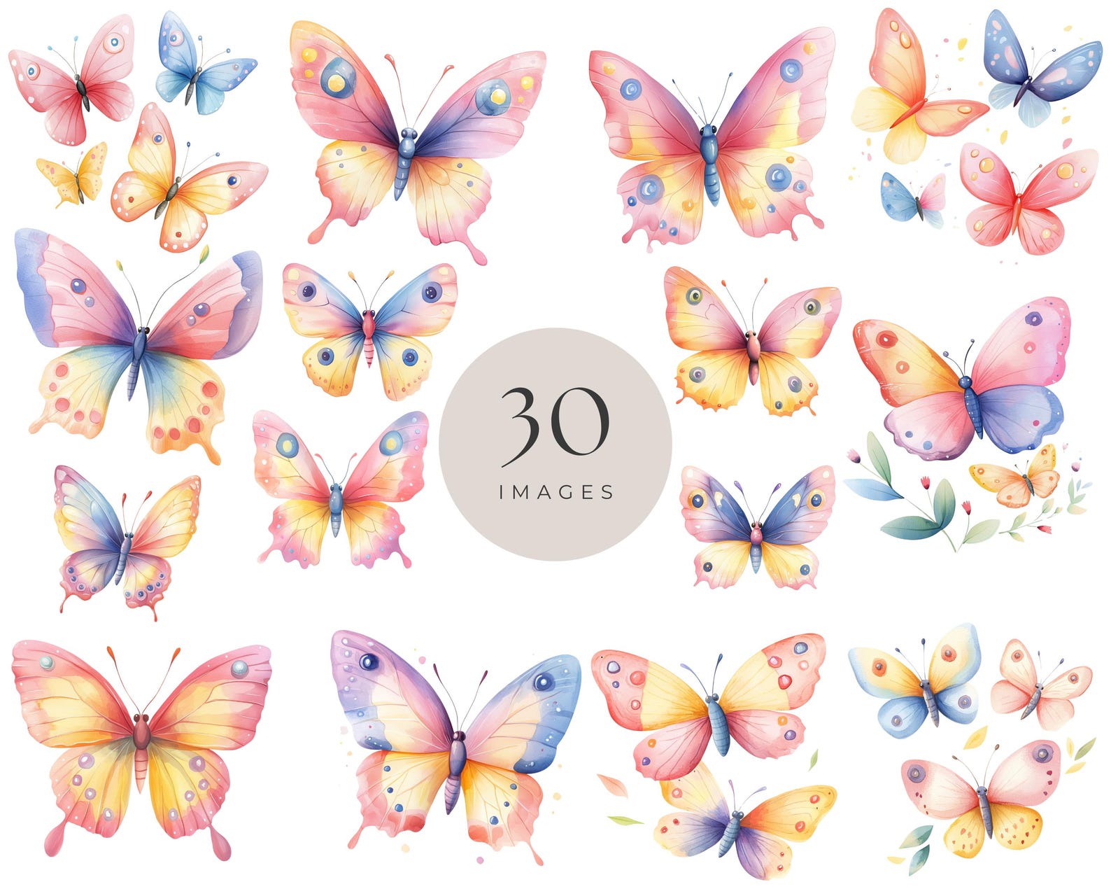 Watercolor Butterfly Clipart, Watercolor Butterflies Clipart, Colorful ...