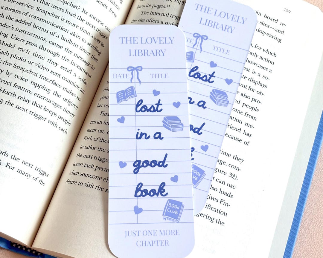 Hand Drawn Vintage Library Card Bookmark, Lost in a Good Book Bookmark ...
