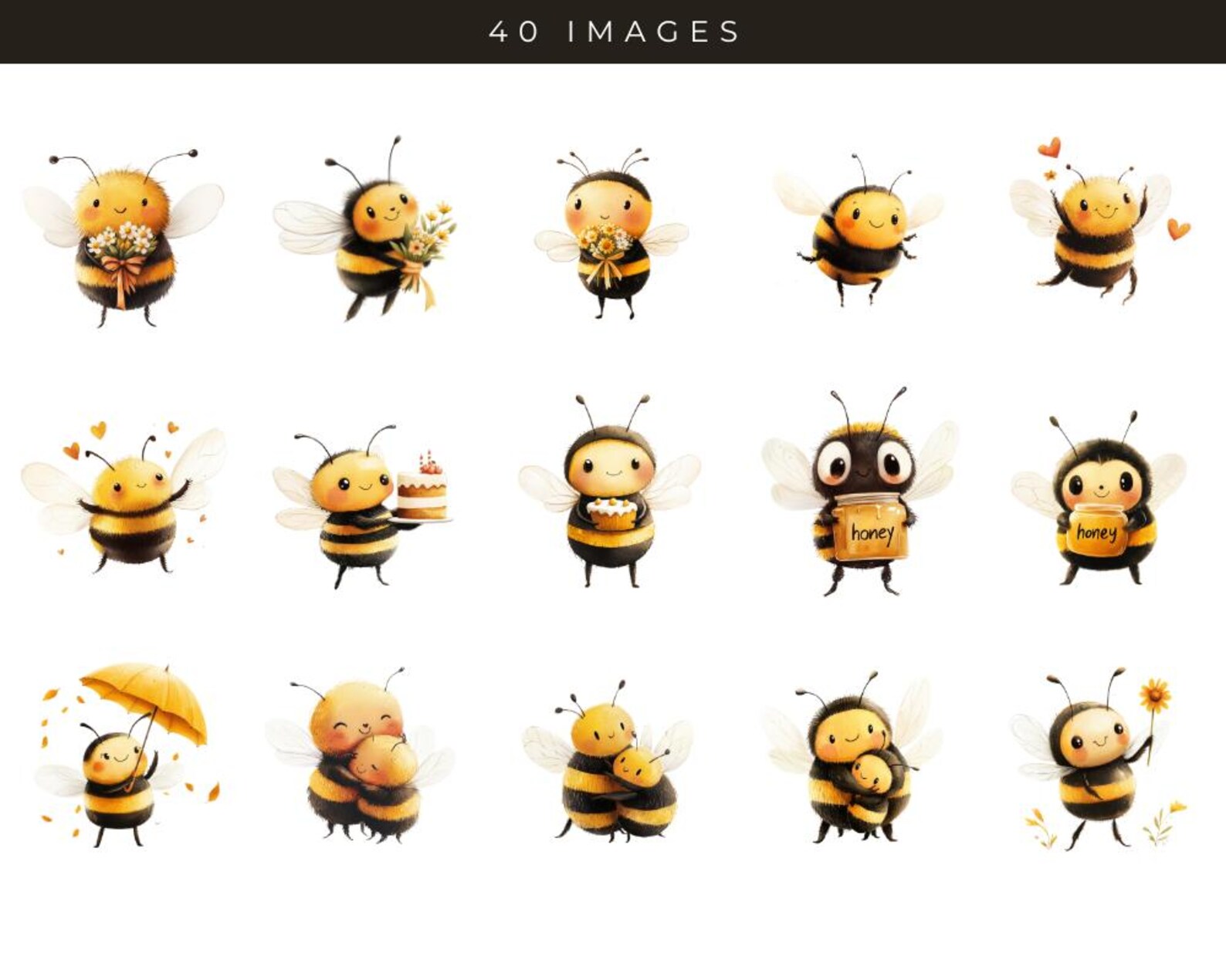 Spring Bee Clipart, Watercolor Bee Clipart, Cute Bee Png, Cute Cartoon ...