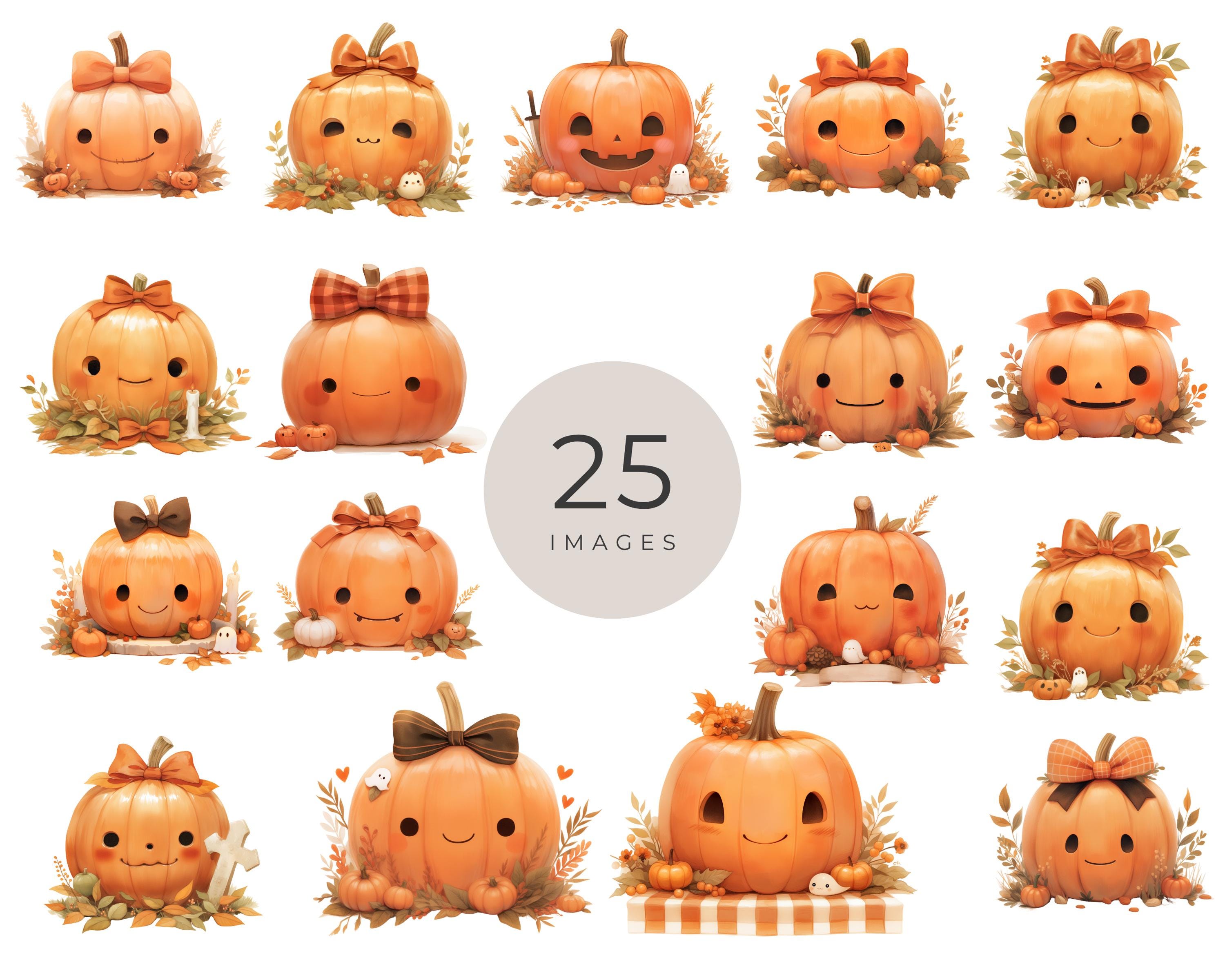 Coquette Pumpkins Clipart Bundle, Cute Pumpkins Clipart, PNG ...