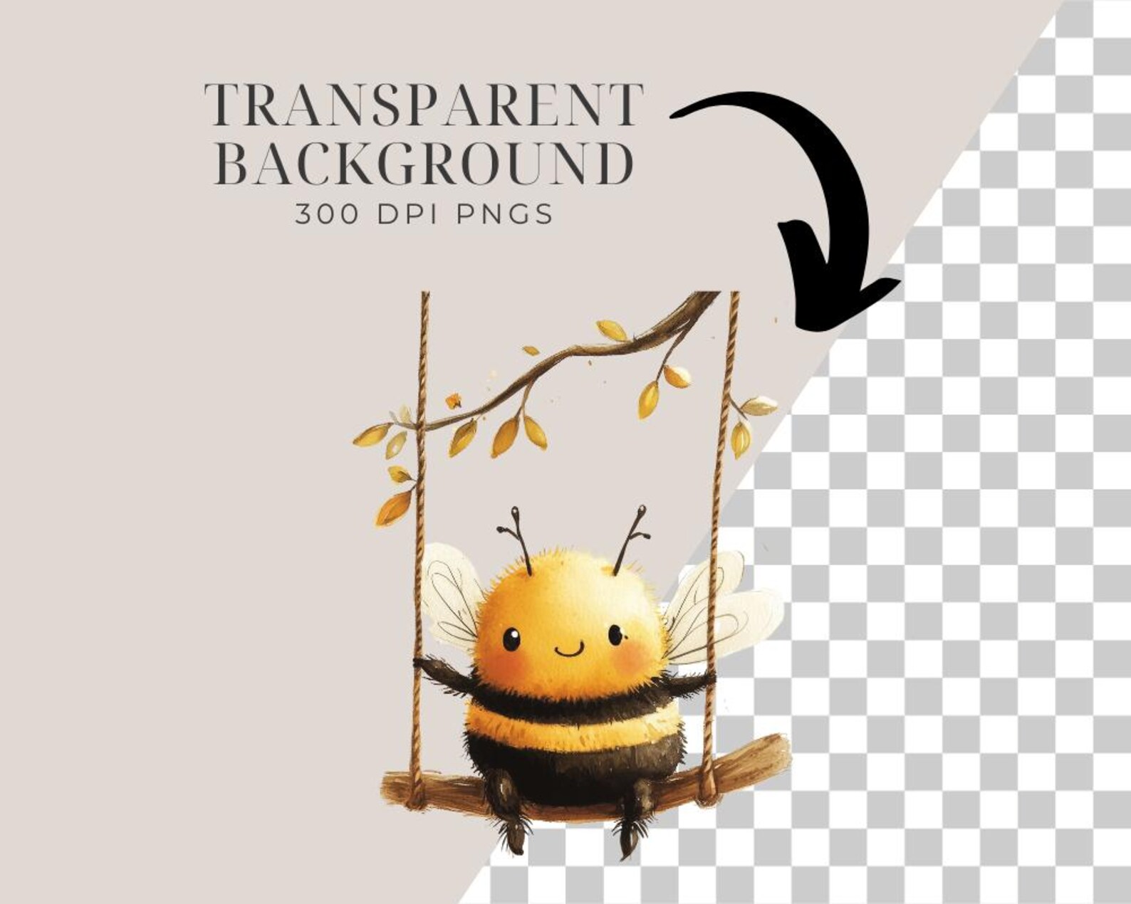 Spring Bee Clipart, Watercolor Bee Clipart, Cute Bee Png, Cute Cartoon ...