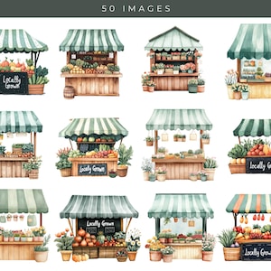 Watercolor Farmers Market Clipart: Fruit, Vegetables, Flowers (PNG) - Etsy