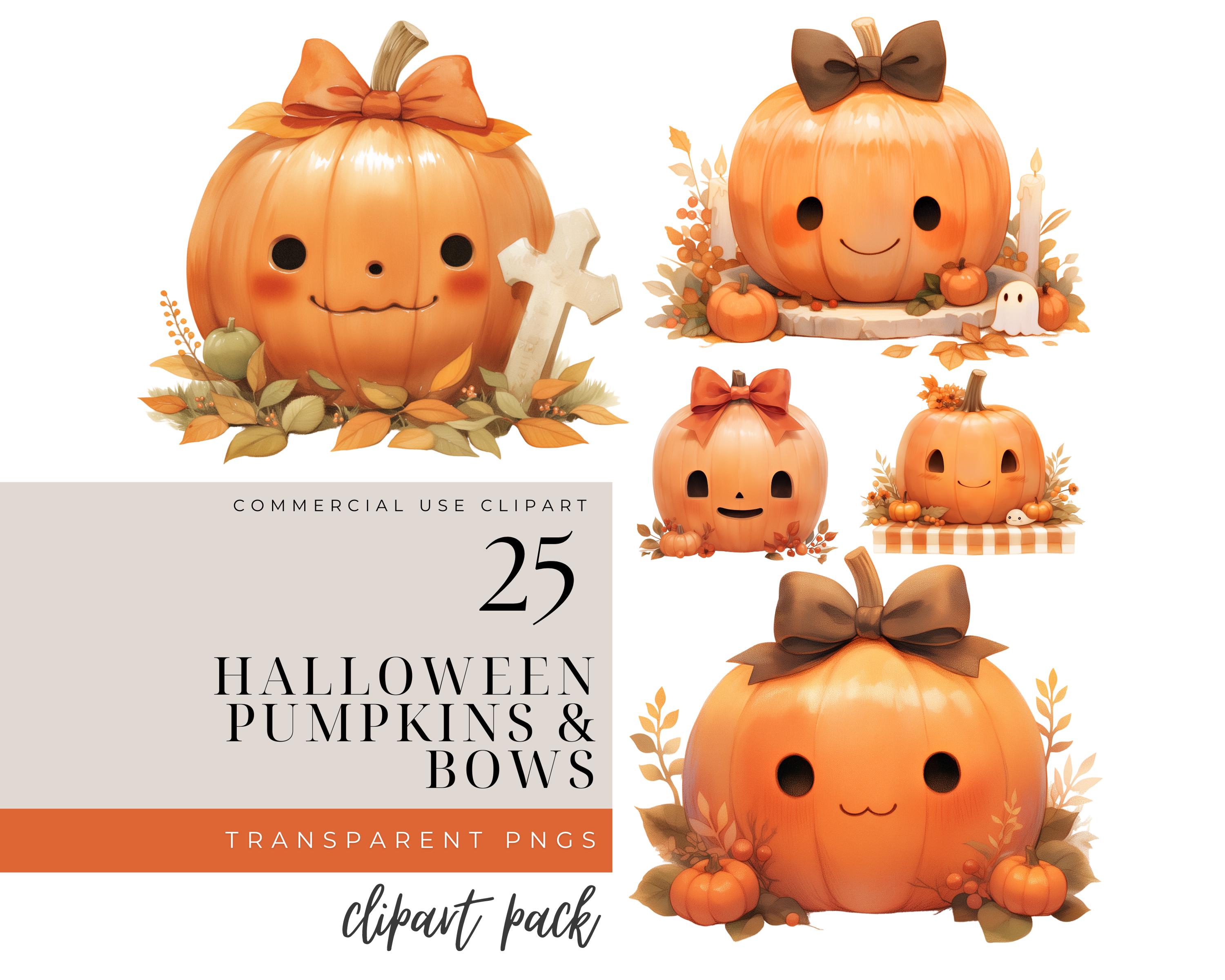 Coquette Pumpkins Clipart Bundle, Cute Pumpkins Clipart, PNG ...