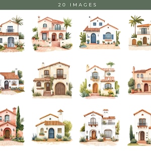 Watercolor Spanish House Clipart: Hacienda & Casita Pngs (commercial ...
