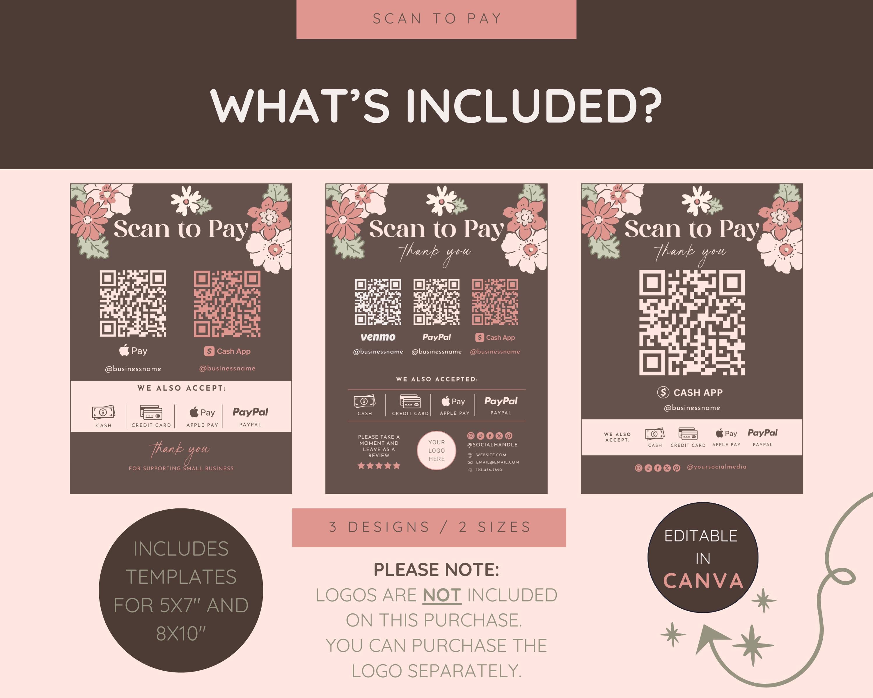 Scan to Pay QR Sign Template: Editable & Customizable (digital Download ...