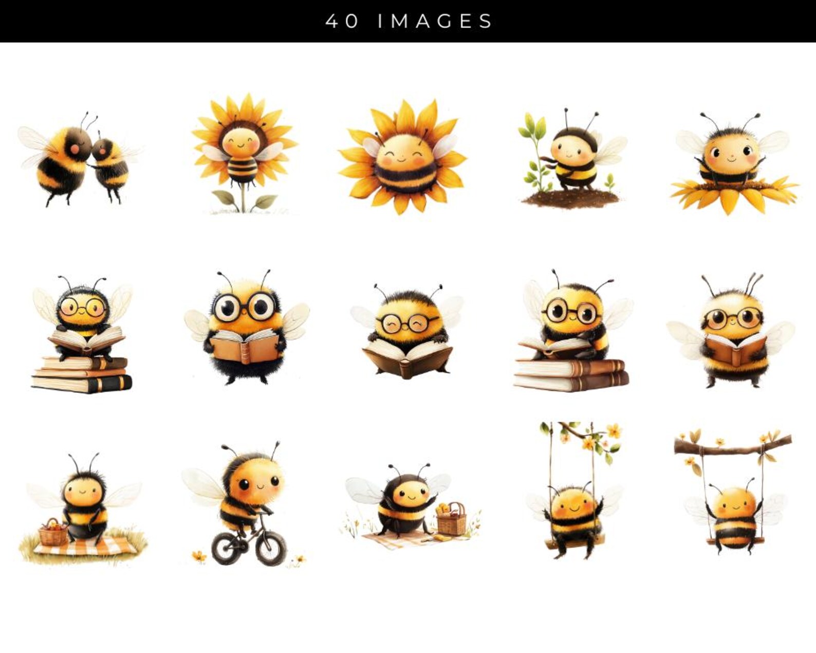 Spring Bee Clipart, Watercolor Bee Clipart, Cute Bee Png, Cute Cartoon ...