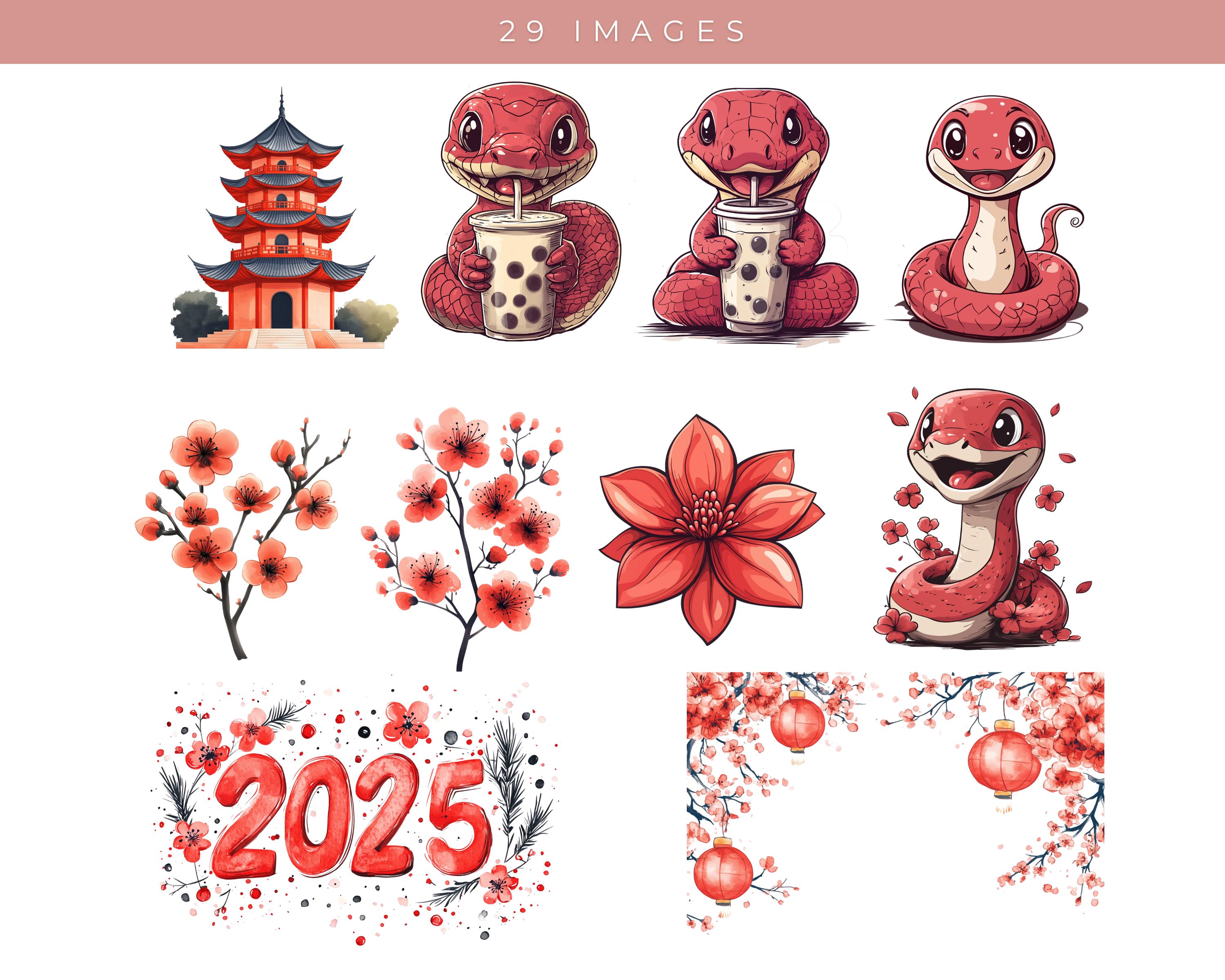 Year of the Snake Clipart, Chinese New Year Clipart, Chinese New Year ...