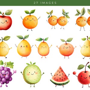 Kawaii Fruit Clipart, Kawaii Fruit PNG, Happy Fruit, Cute Fruits ...