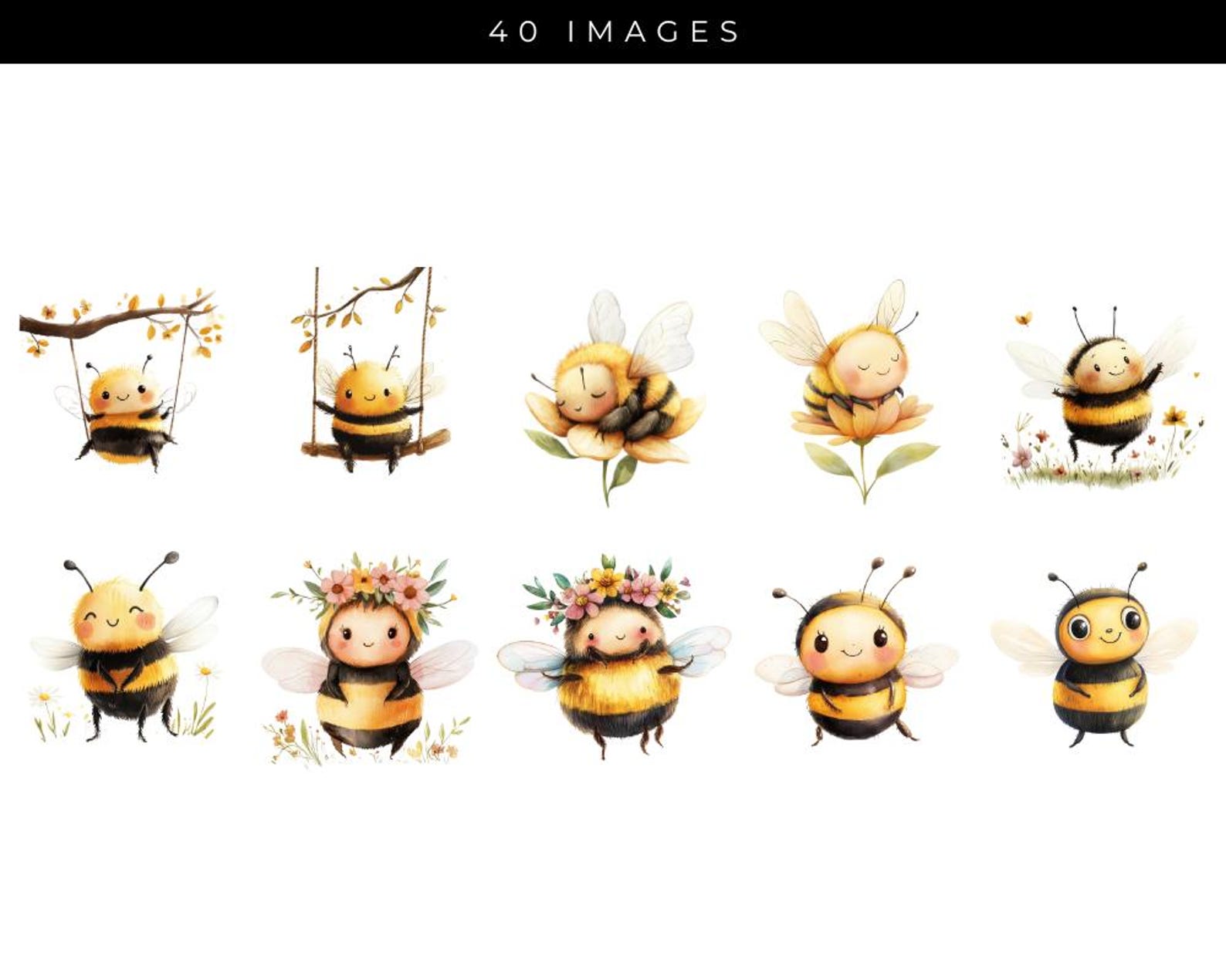 Spring Bee Clipart, Watercolor Bee Clipart, Cute Bee Png, Cute Cartoon ...