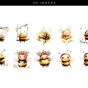 Spring Bee Clipart, Watercolor Bee Clipart, Cute Bee Png, Cute Cartoon ...
