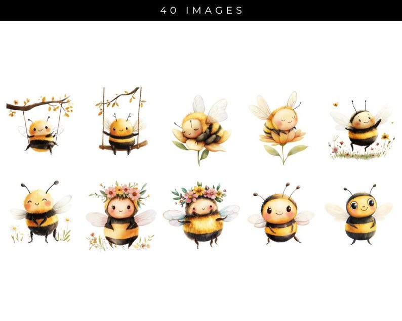 Spring Bee Clipart, Watercolor Bee Clipart, Cute Bee Png, Cute Cartoon ...