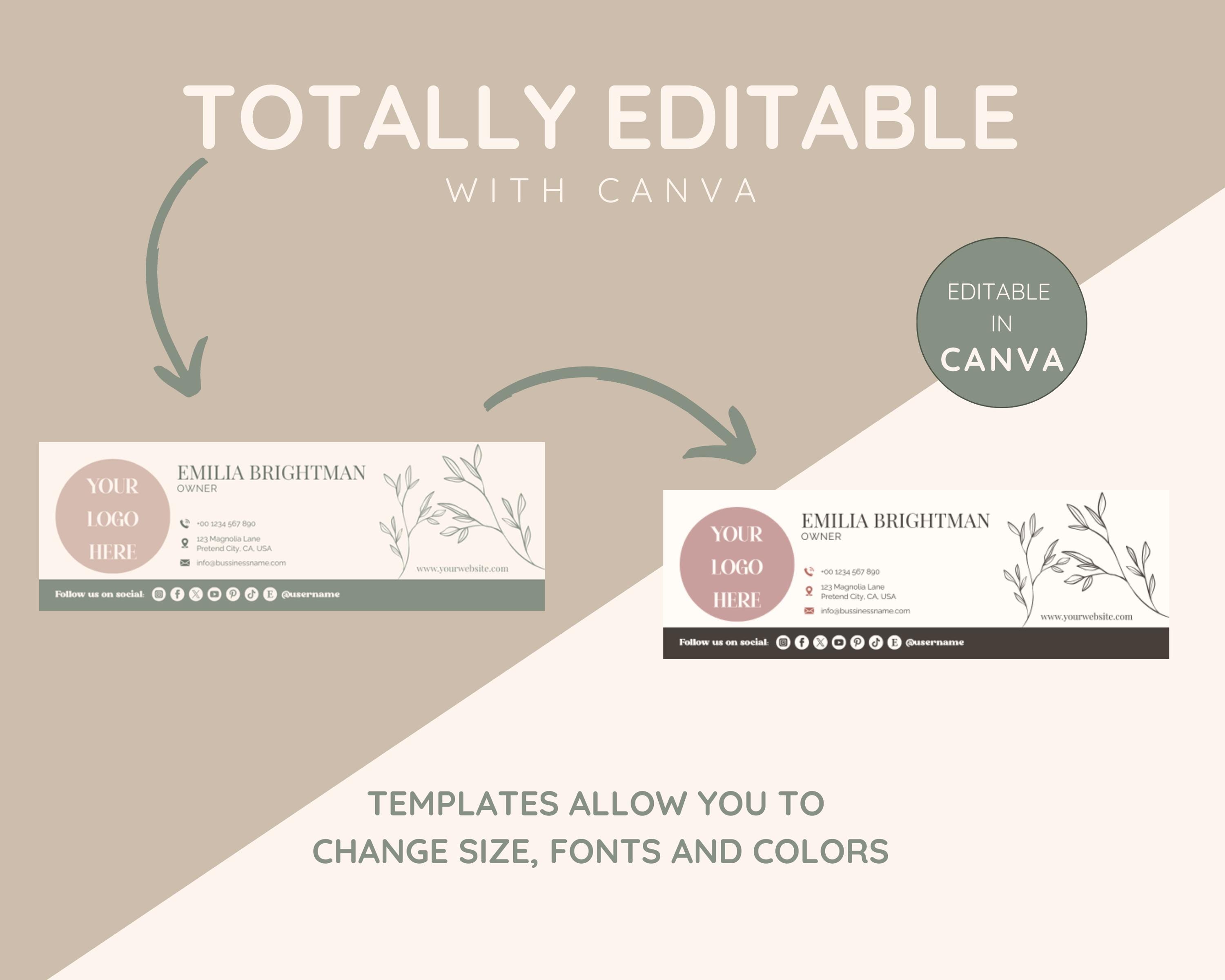 Boho Email Signature Templates: Editable Canva Design (digital Download ...