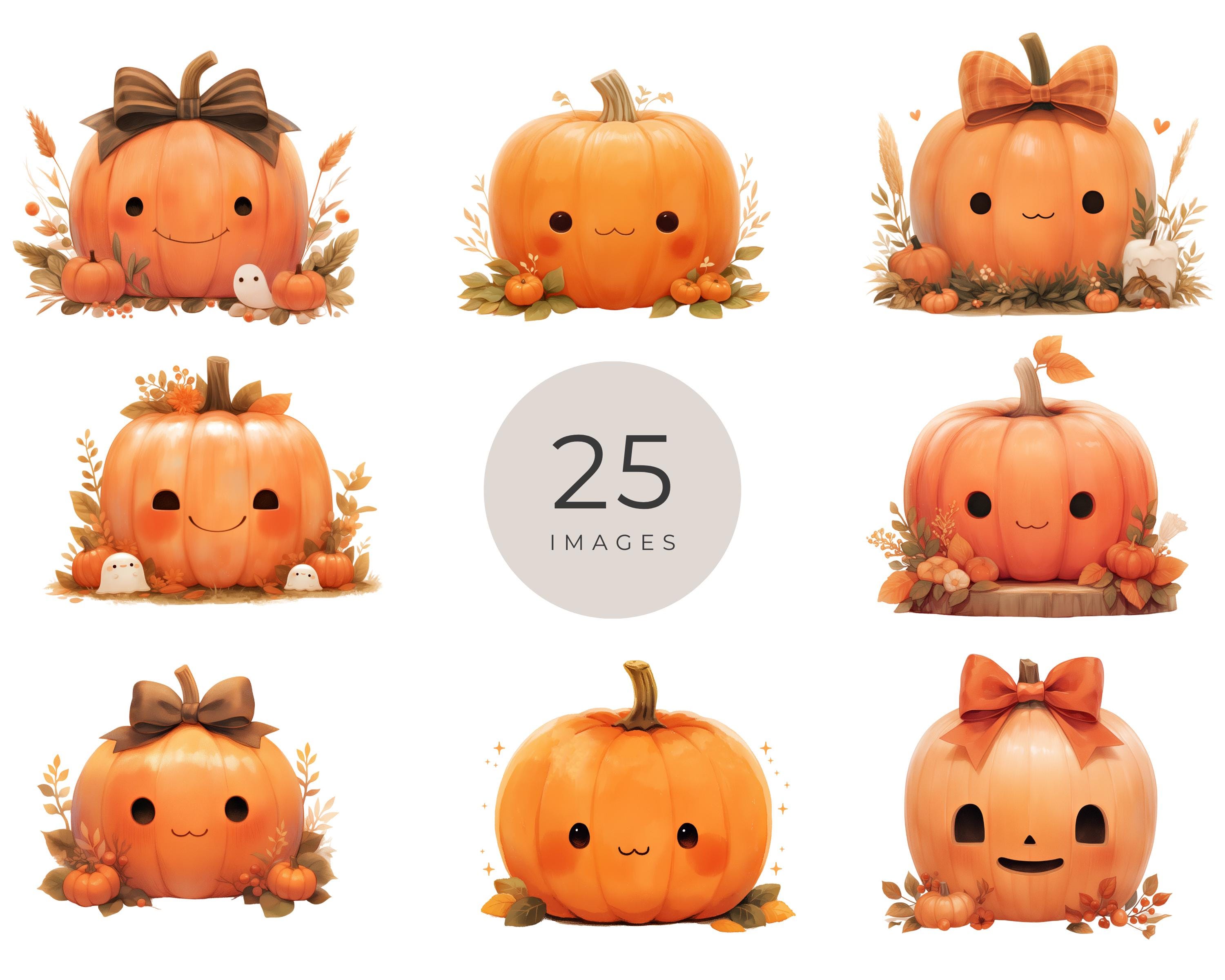 Coquette Pumpkins Clipart Bundle, Cute Pumpkins Clipart, PNG ...