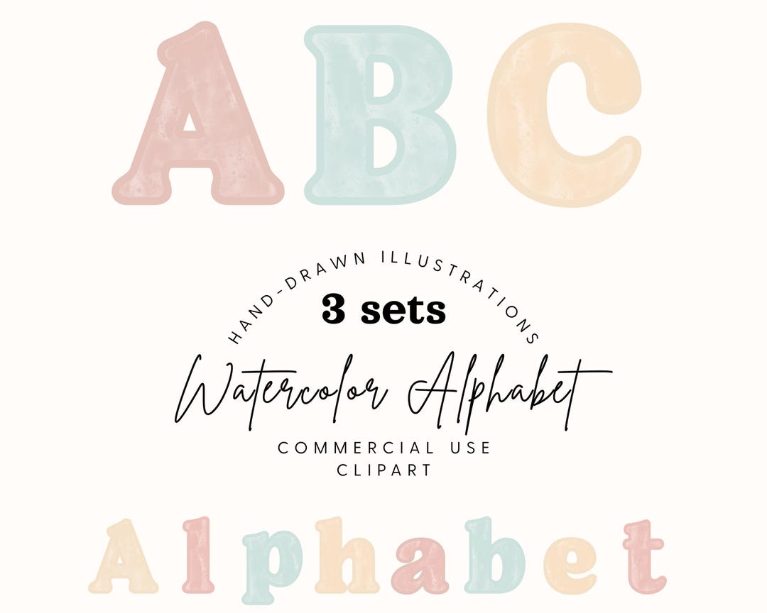 Watercolor Alphabet Clipart: Hand Drawn Pastel Letters (PDF Download ...