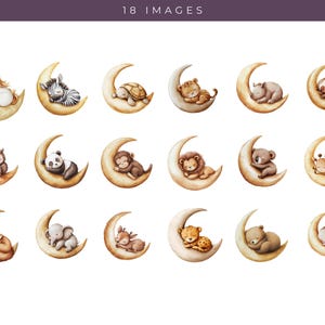 Neutral Sleeping Animals Clipart, Watercolor Nursery Clipart, Sleeping ...