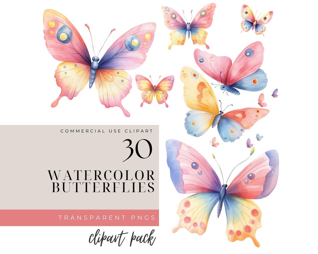 Watercolor Butterfly Clipart, Watercolor Butterflies Clipart, Colorful ...