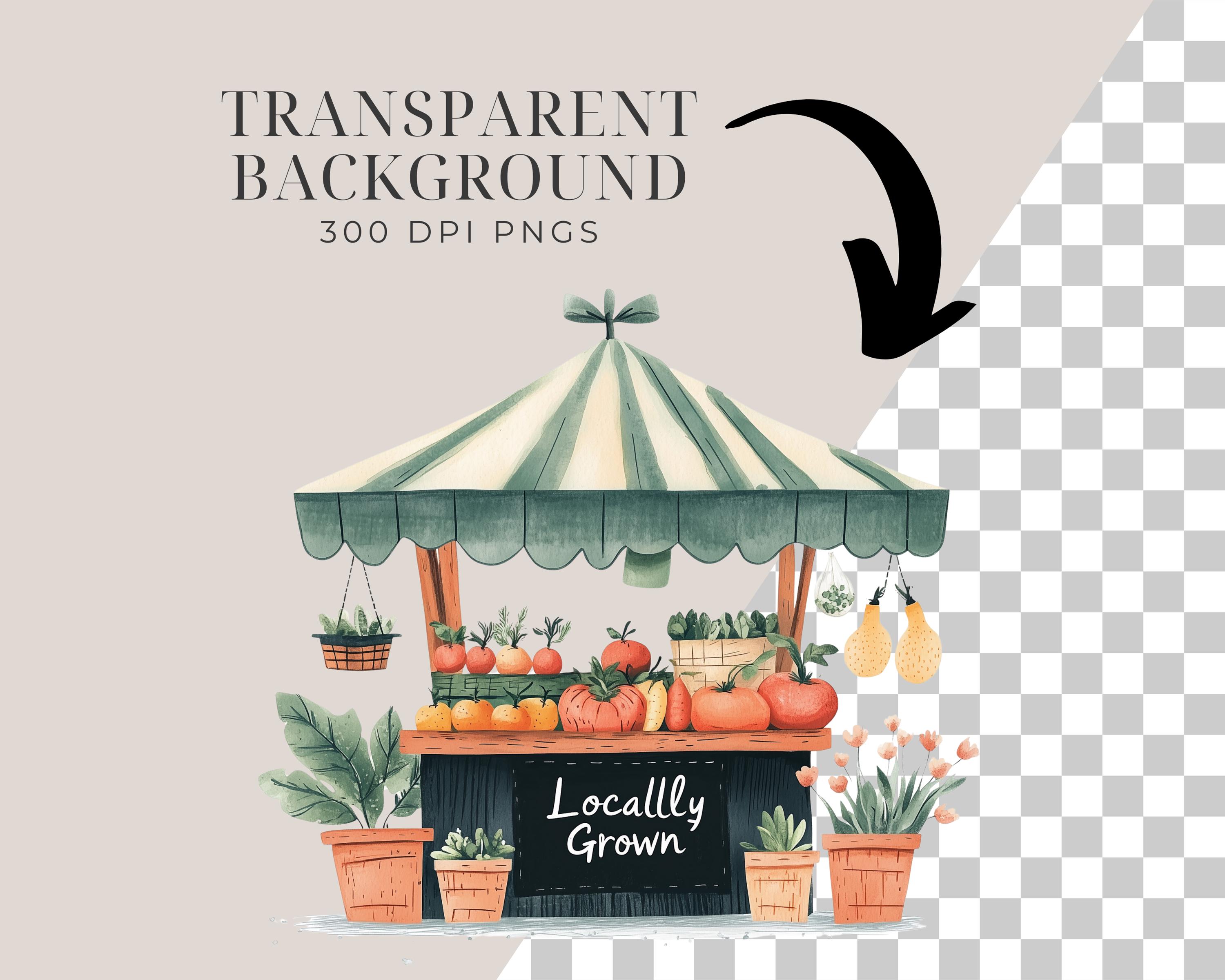 Watercolor Farmers Market Clipart: Fruit, Vegetables, Flowers (PNG) - Etsy