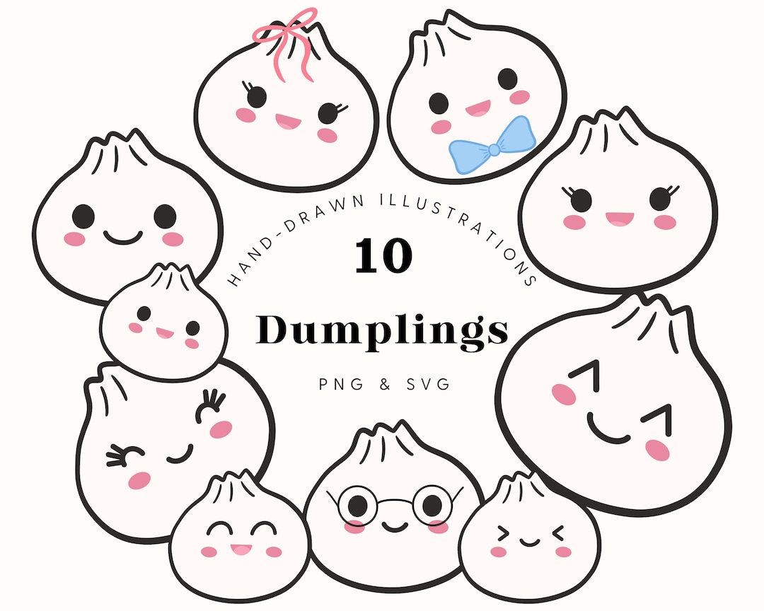 Hand Drawn Dumpling SVG, Dumpling Clipart, Little Bao, Commercial Use ...
