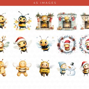 Christmas Bee Clipart, Watercolor Bee Clipart, Cute Bee Png, Cute ...