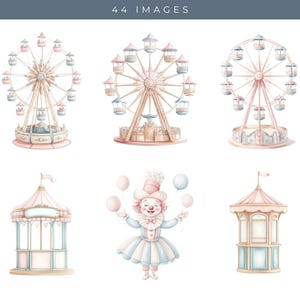 Watercolor Pastel Carnival Clipart: Vintage Circus PNG (digital ...