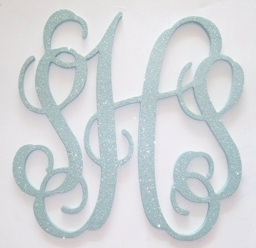 24 inch GLITTERED Large Wooden Monogram Letters Vine Room | Etsy