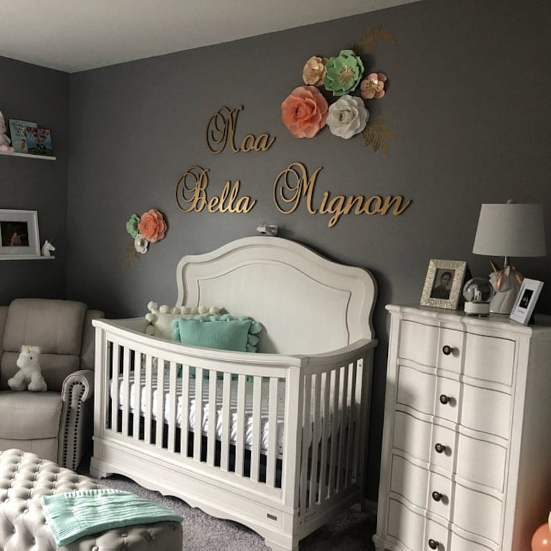 Custom Baby Name Sign for Nursery Girl Wall Letters Wooden Letters Wall ...