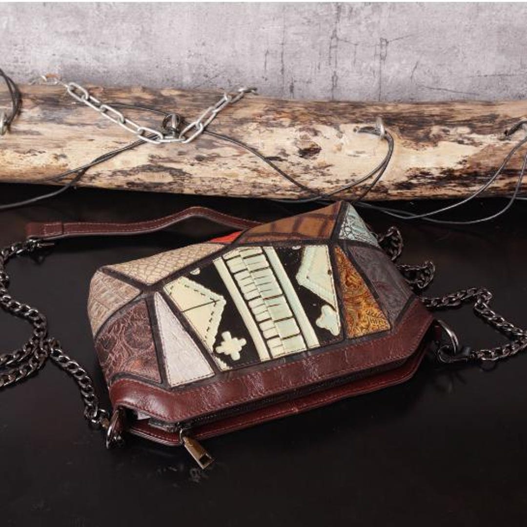Decorative Embossed & Coloured Leather Mix Bag - Etsy