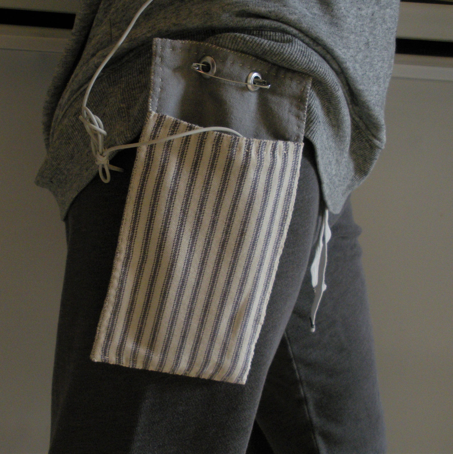 Attachable Portable Pocket for iPhone or iPod Blue Ticking | Etsy