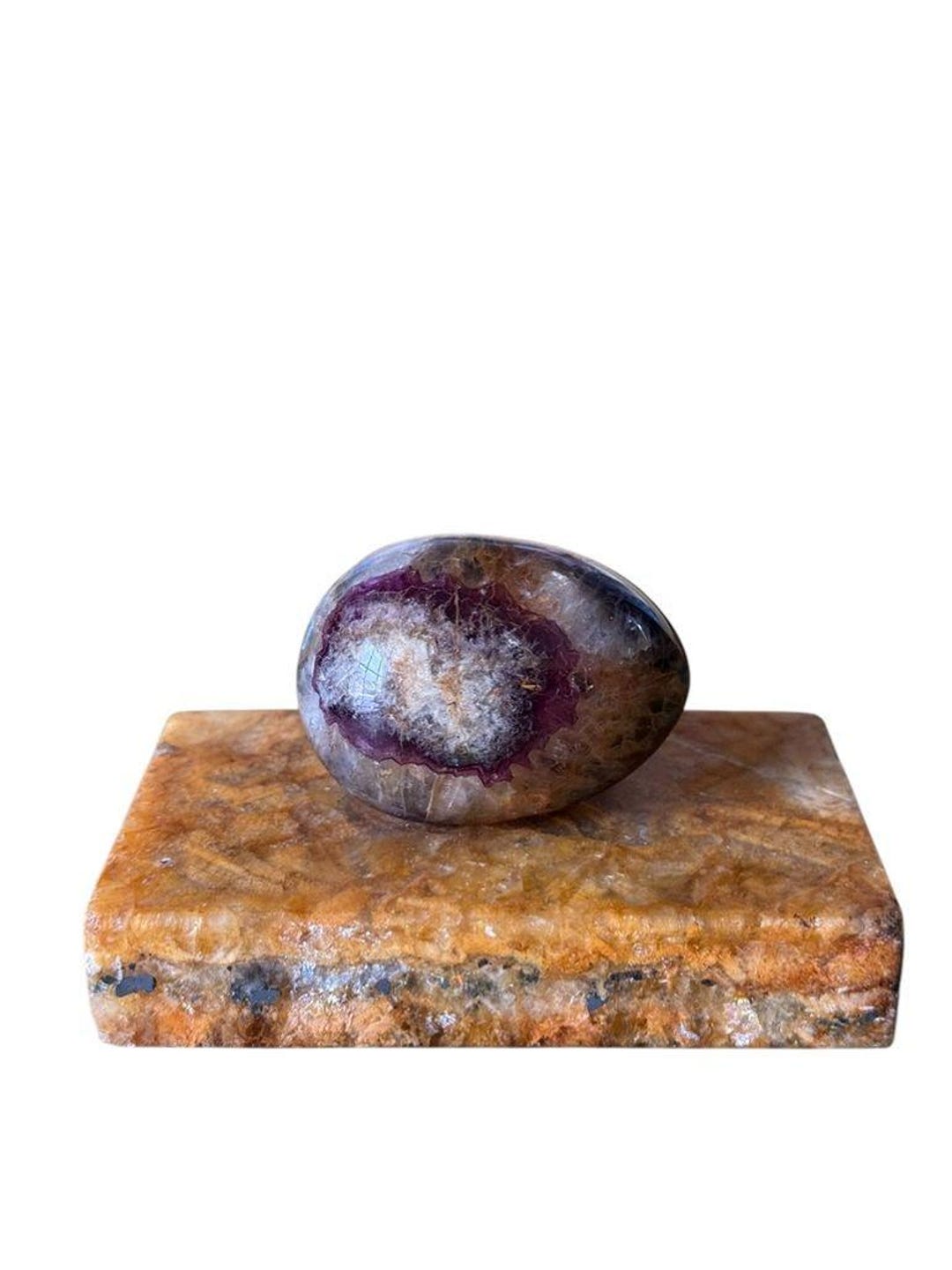 Blue John Paperweight Egg Mounted on Fluorspar Base, Early 20th Century ...