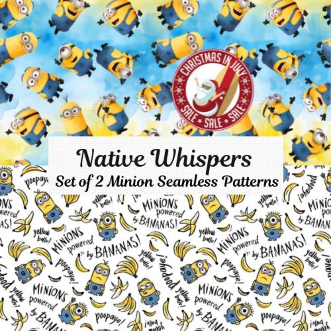 Minion Seamless Patterns Set of 2 Digital Download Cute Cartoon ...