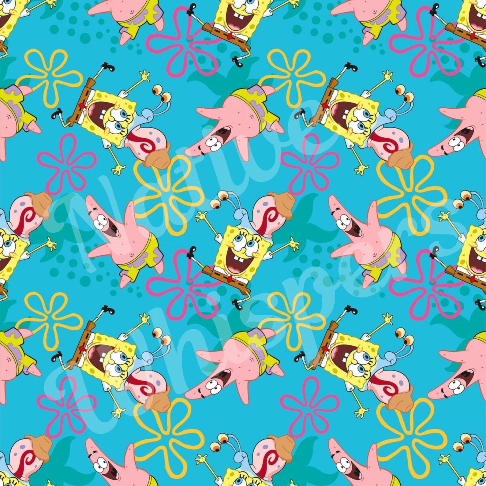 Spongebob and Friends Seamless Pattern Fun Cartoon Digital Paper ...