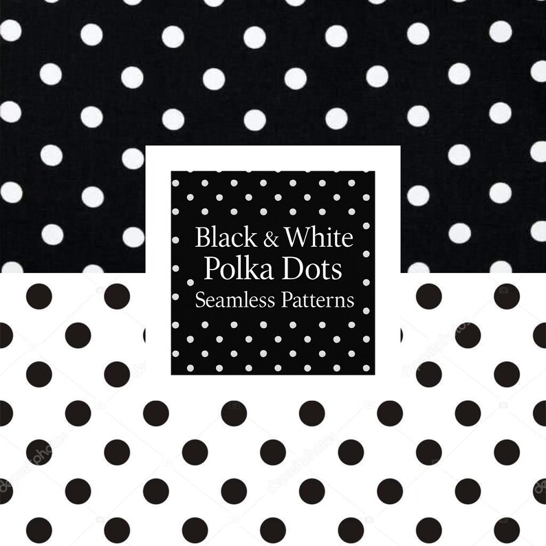 Elegant Black & White Polka Dot Seamless Patterns 2 Classic Dot ...