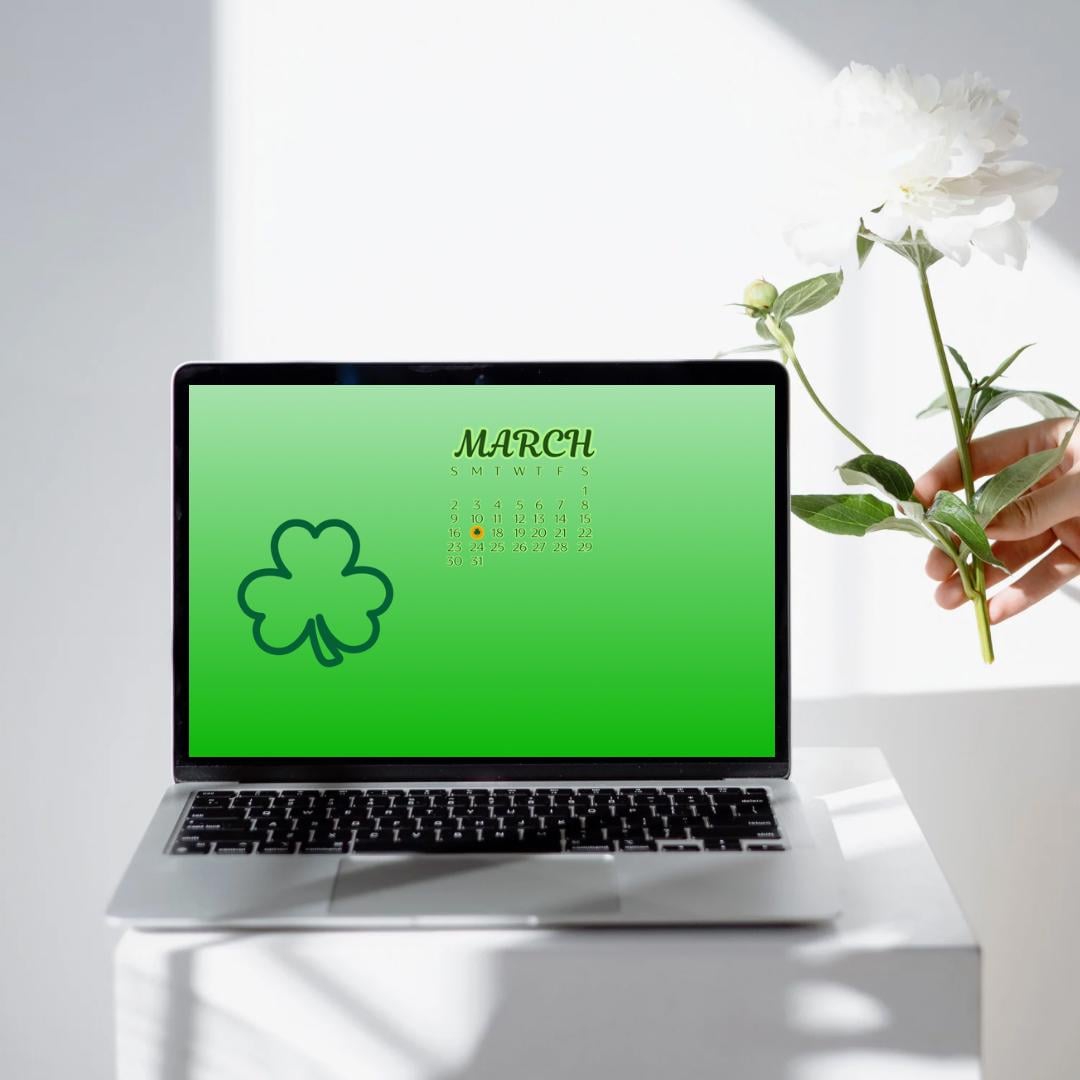 March Desktop Wallpaper St. Patrick’s Day Green Aesthetic Calendar ...