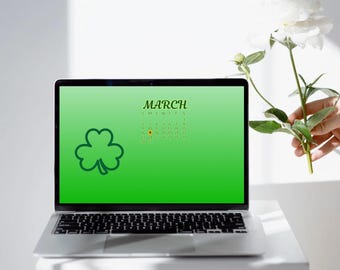 March Desktop Wallpaper St. Patrick’s Day Green Aesthetic Calendar ...