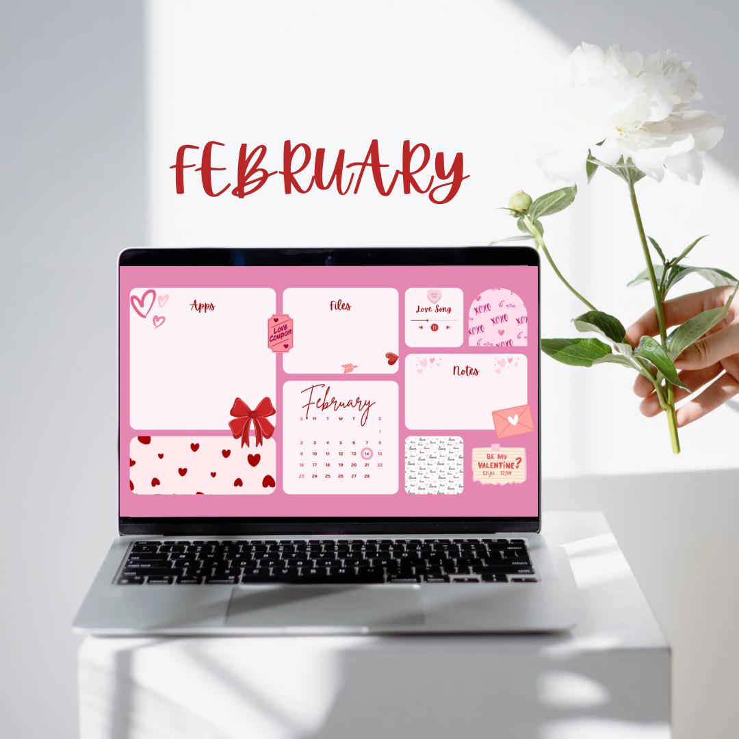 Valentines Day February Desktop Organizer Wallpaper February Laptop ...