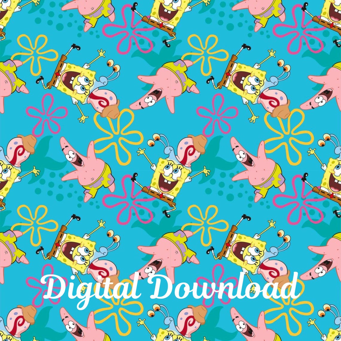 Spongebob and Friends Seamless Pattern Fun Cartoon Digital Paper ...
