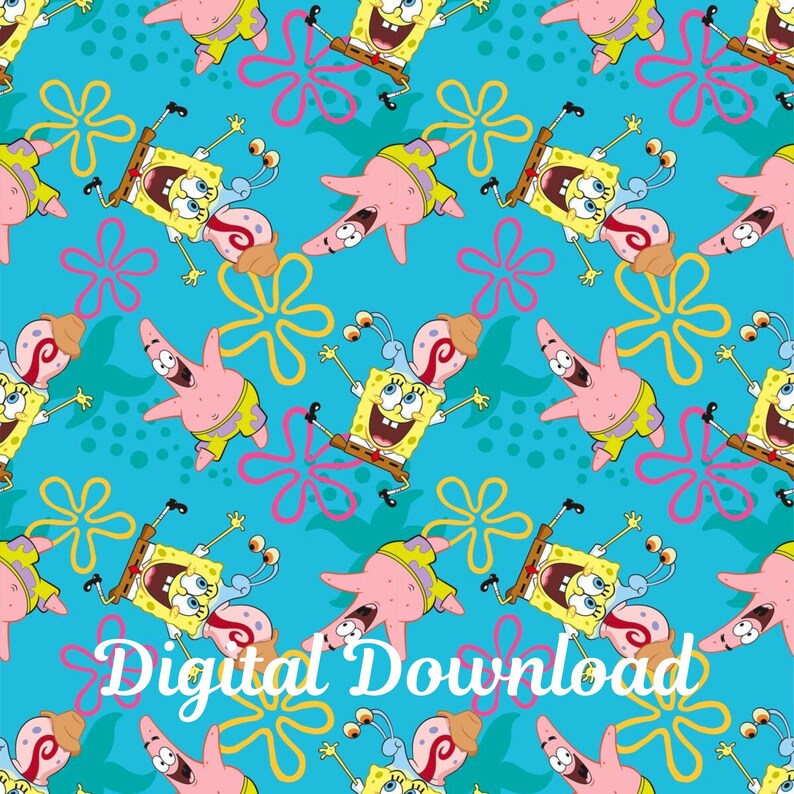 Spongebob and Friends Seamless Pattern Fun Cartoon Digital Paper ...