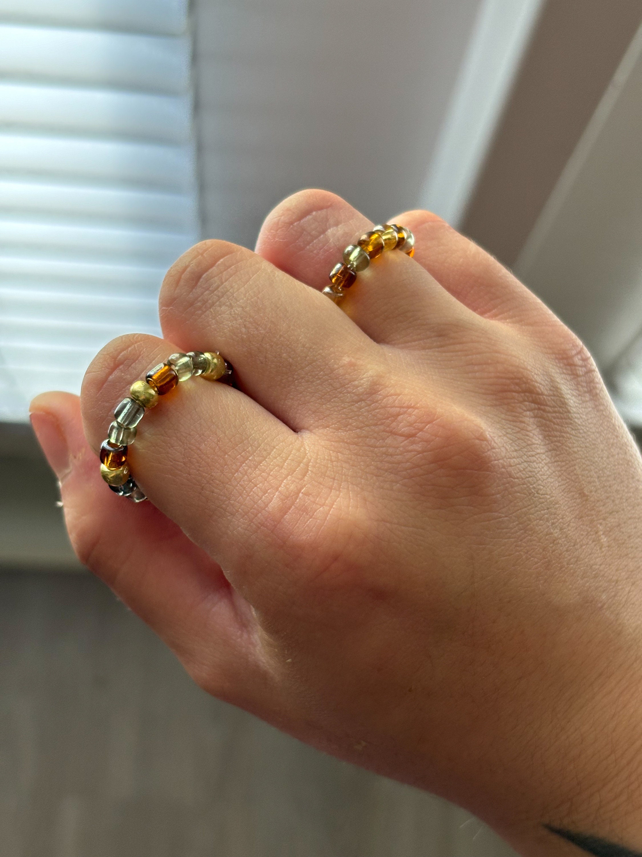 Custom Beaded Rings to Match Your Eye Color Handmade Jewelry Gift ...